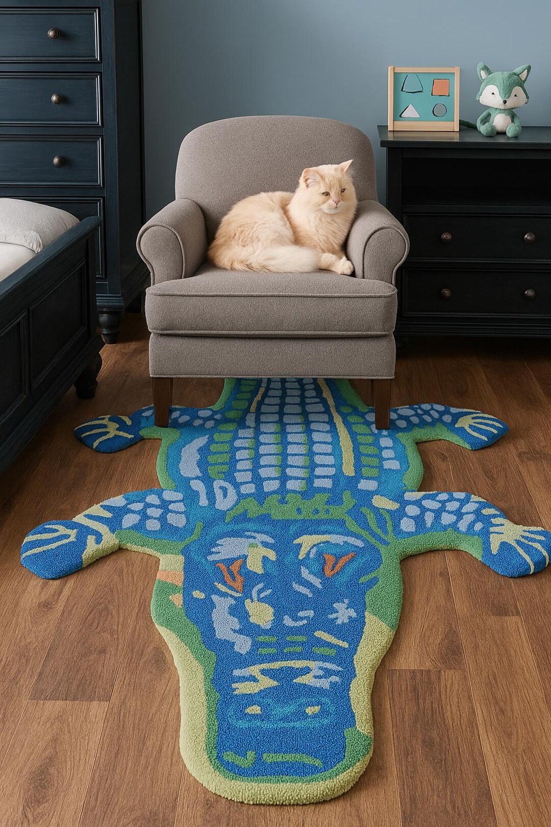 Handmade Tufted Crocodile Tufted Rug - Funky Animal Shaped Decorative ...
