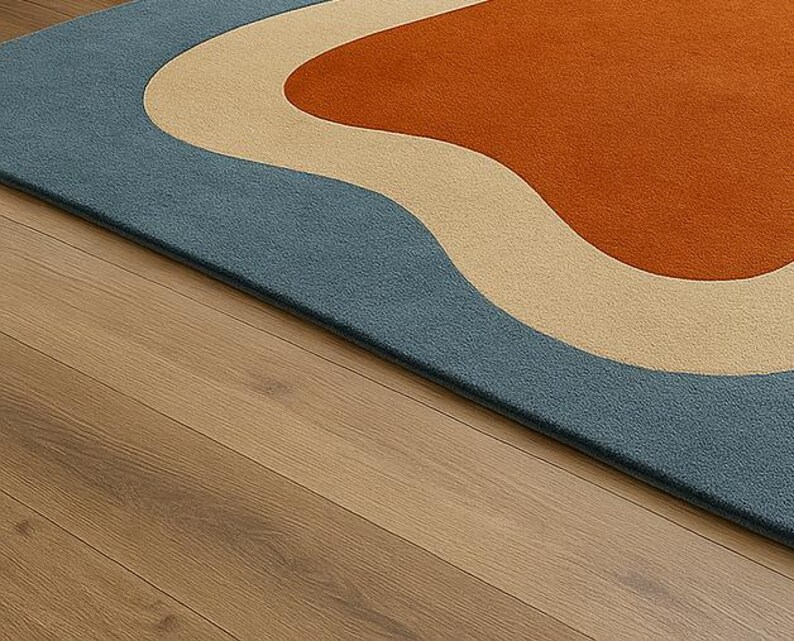 8x11ft Modern Irregular Wavy Area Rug 10x14 Multi-color Artistic Accent ...