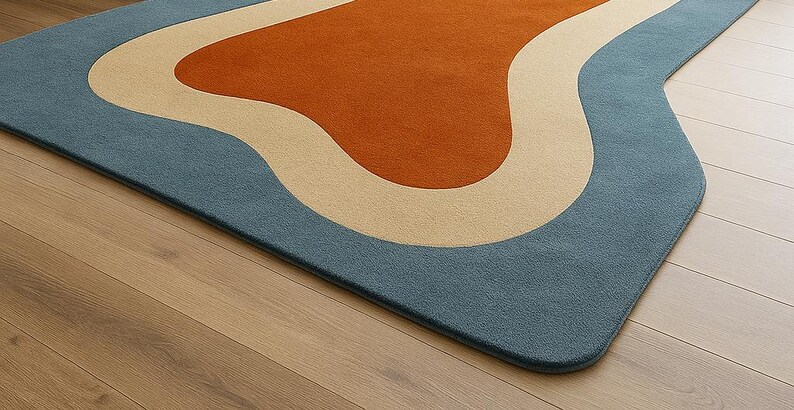 8x11ft Modern Irregular Wavy Area Rug 10x14 Multi-color Artistic Accent ...