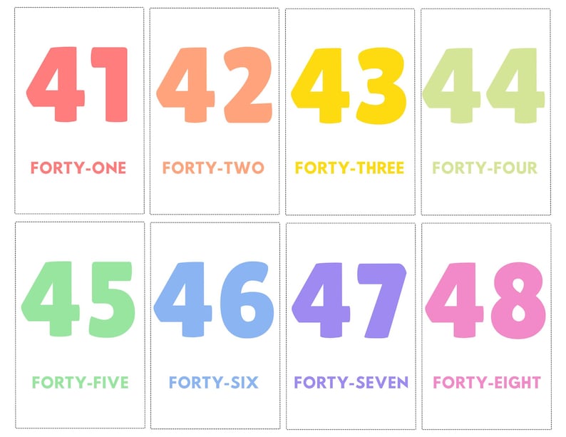 1-100 Number Flashcards Printable – Kids Math Learning - Digital - Etsy