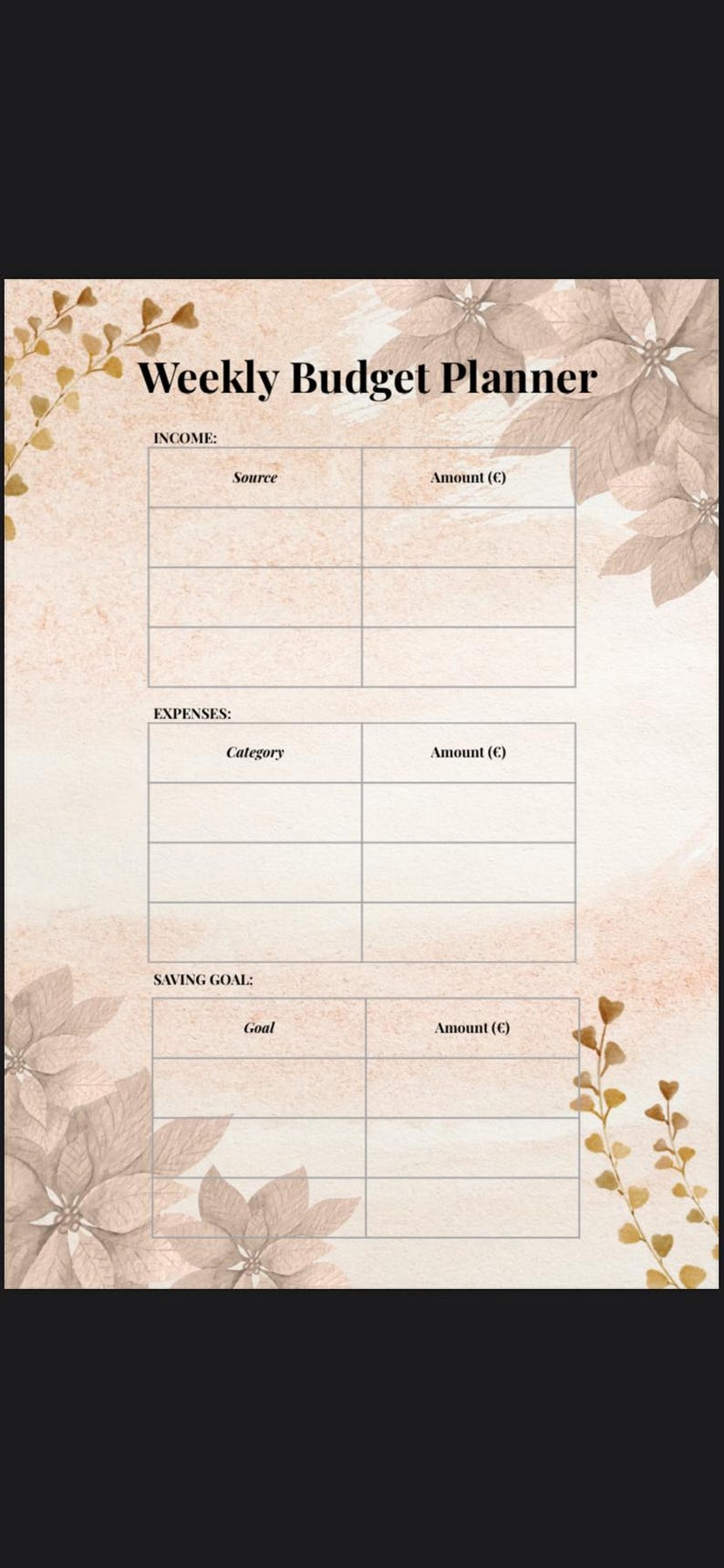 Weekly Budget Planner Printable | Aesthetic Financial Tracker | Instant Download PDF | Budget ...