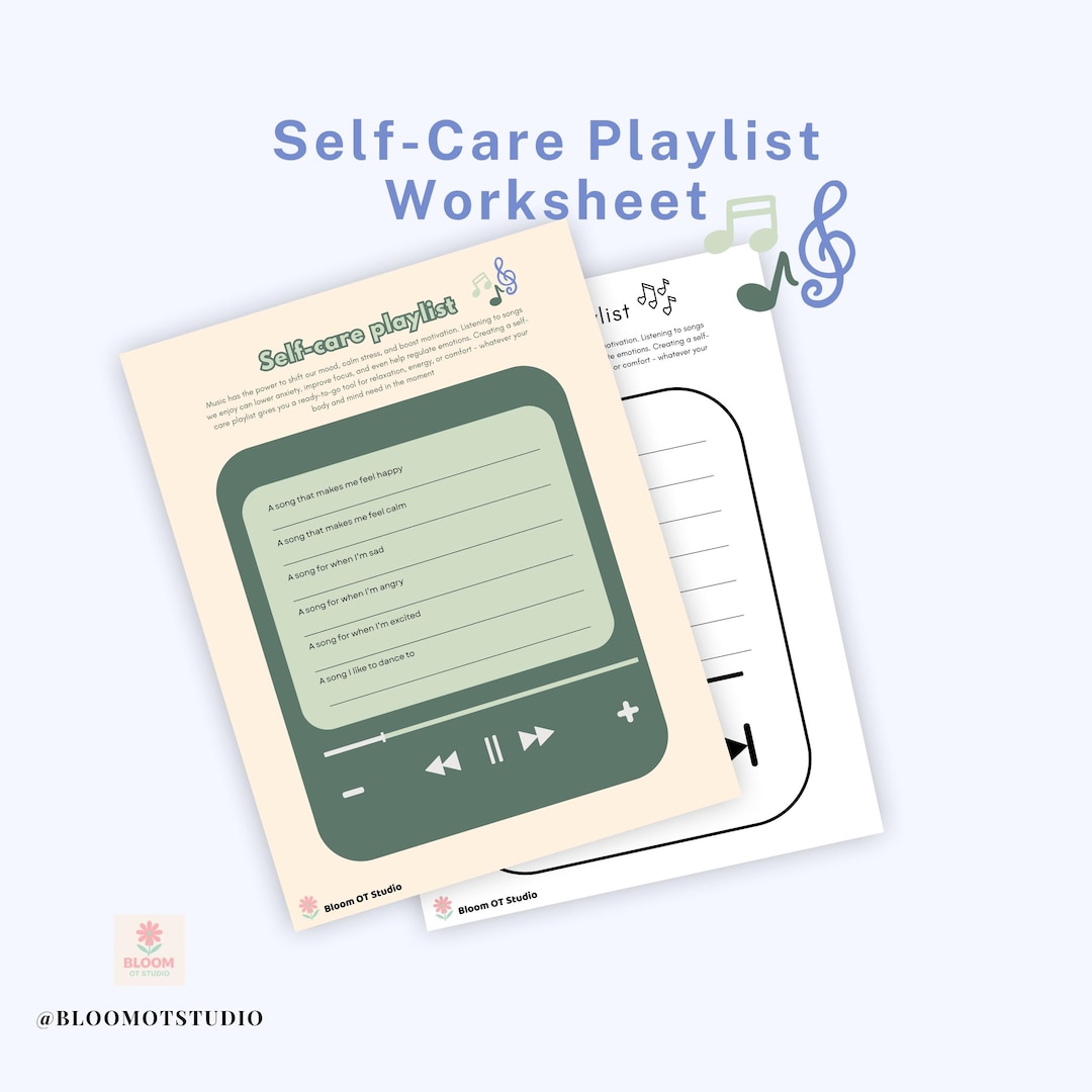 Self-care Playlist Worksheet | Coping Skills & Self-regulation | OT ...
