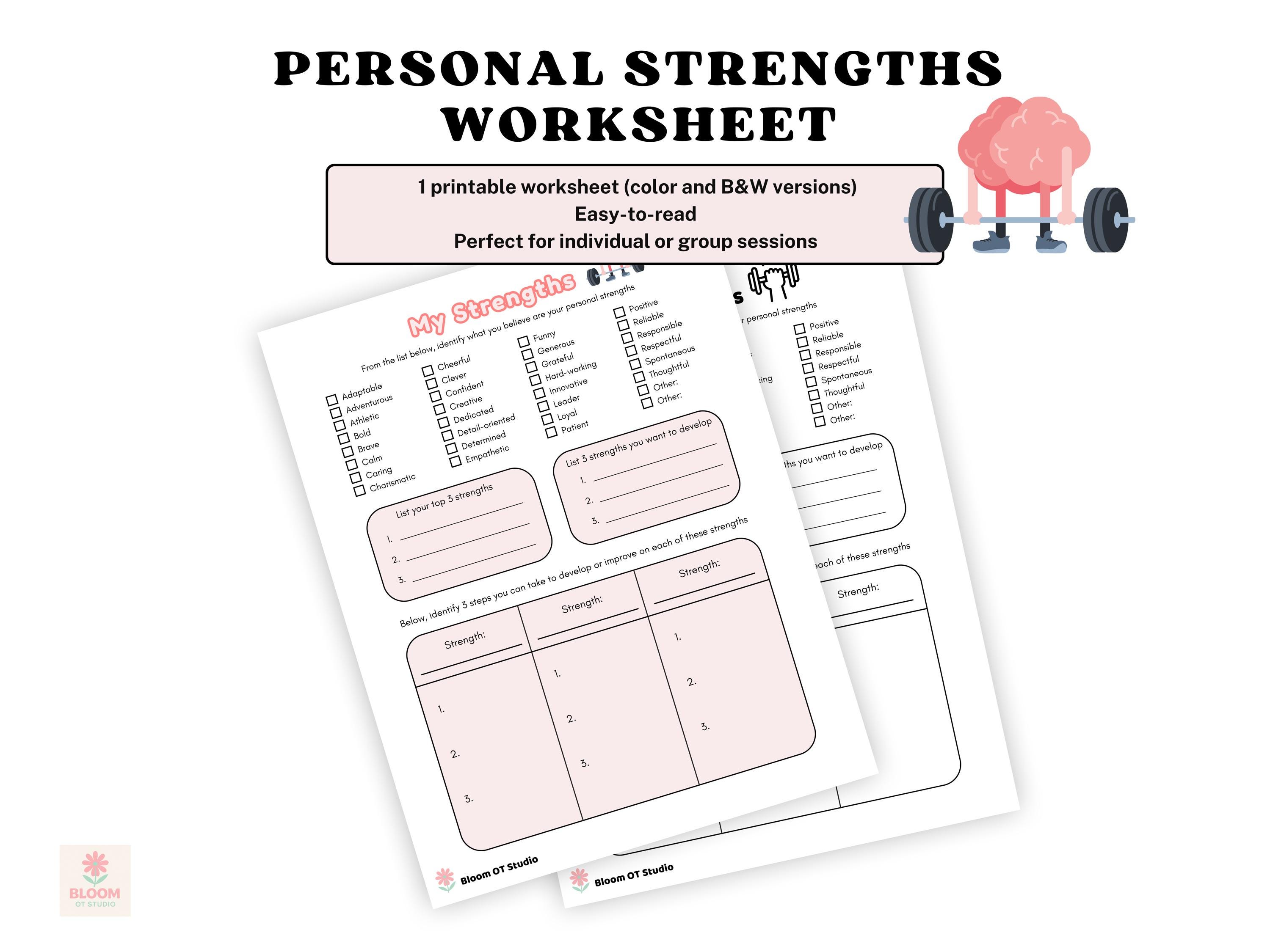 My Strengths Worksheet | Self-esteem Activity for Kids, Teens & Adults ...