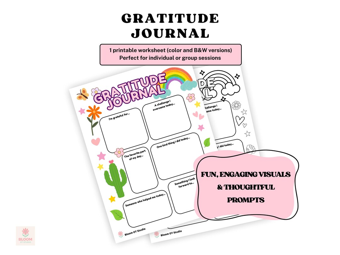 Gratitude Journal Worksheet for All Ages – Daily Reflection Printable ...