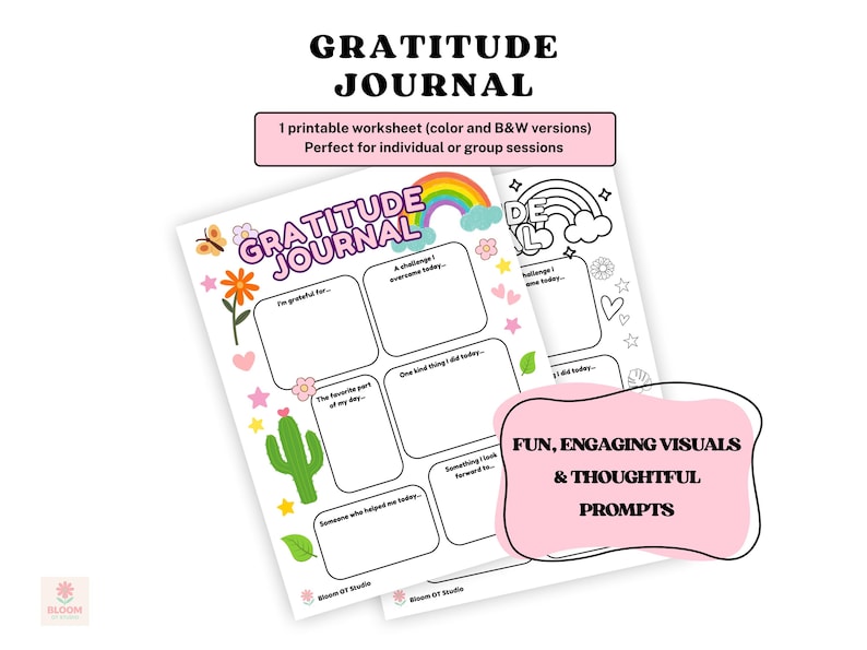 Gratitude Journal Worksheet for All Ages – Daily Reflection Printable ...