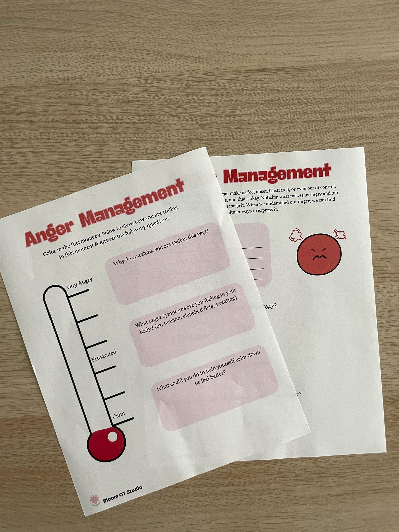 Anger Management Worksheets for Adults or Kids | Emotional Regulation ...
