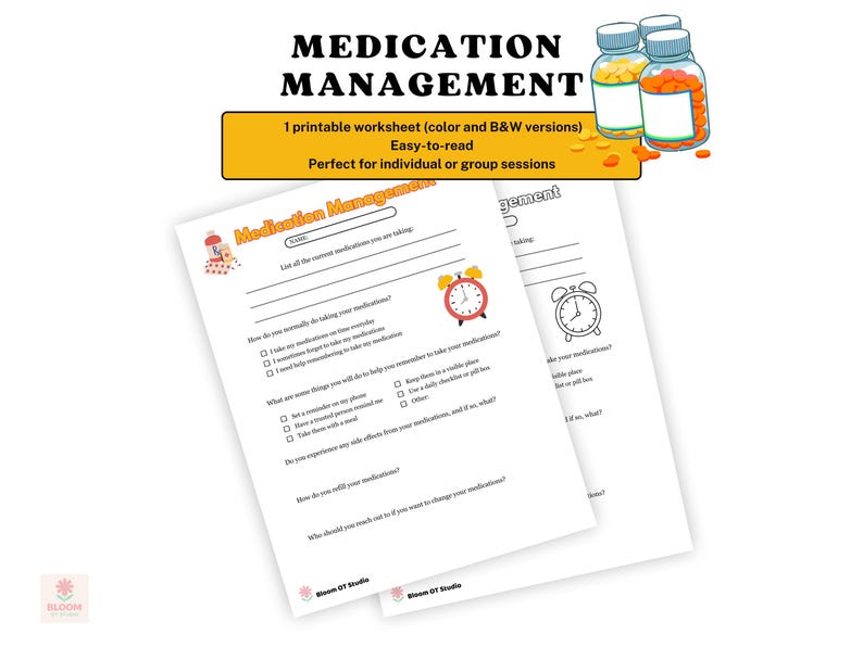 Medication Management Worksheet | Mental Health Printable PDF ...