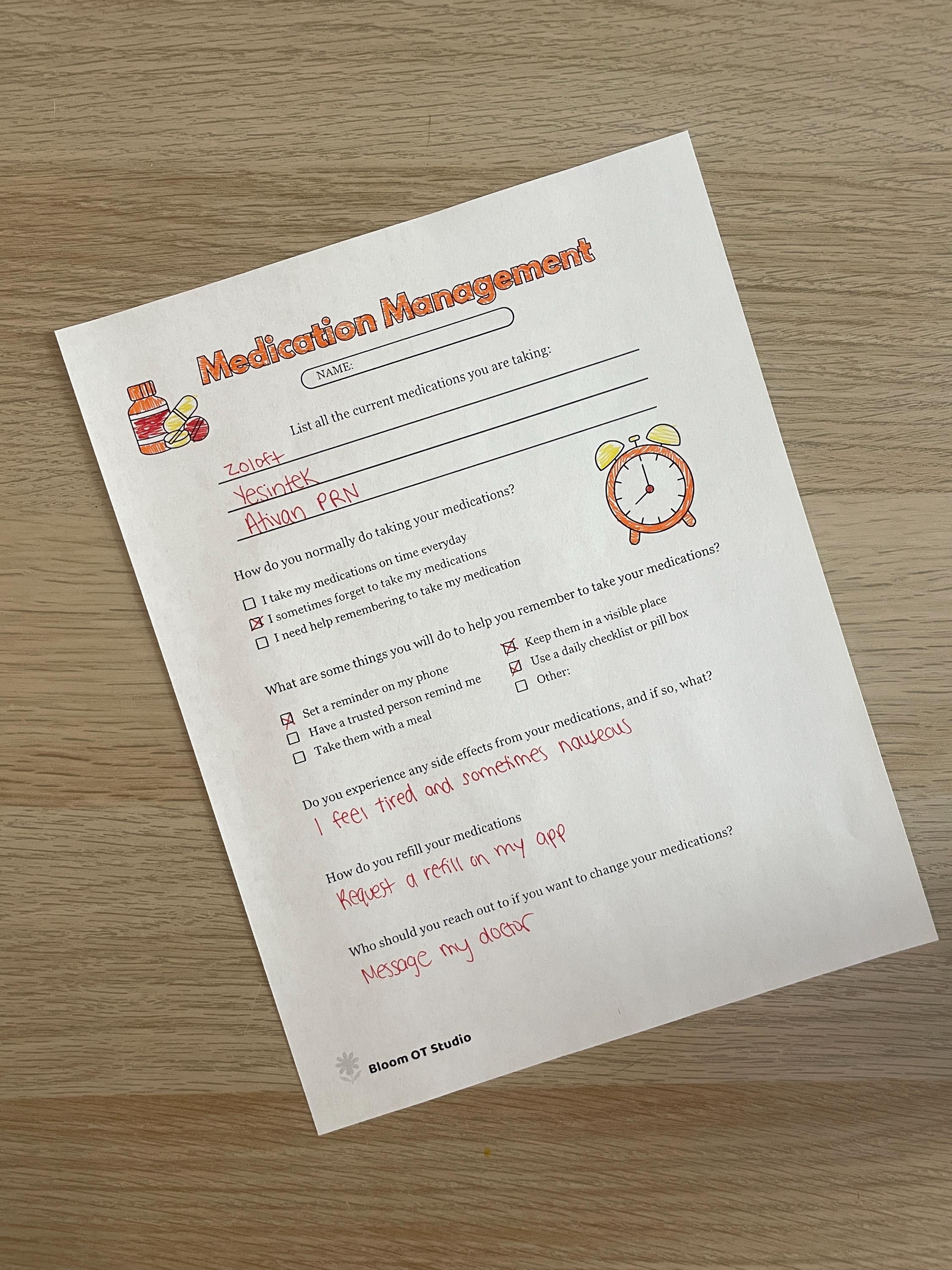 Medication Management Worksheet | Mental Health Printable PDF ...