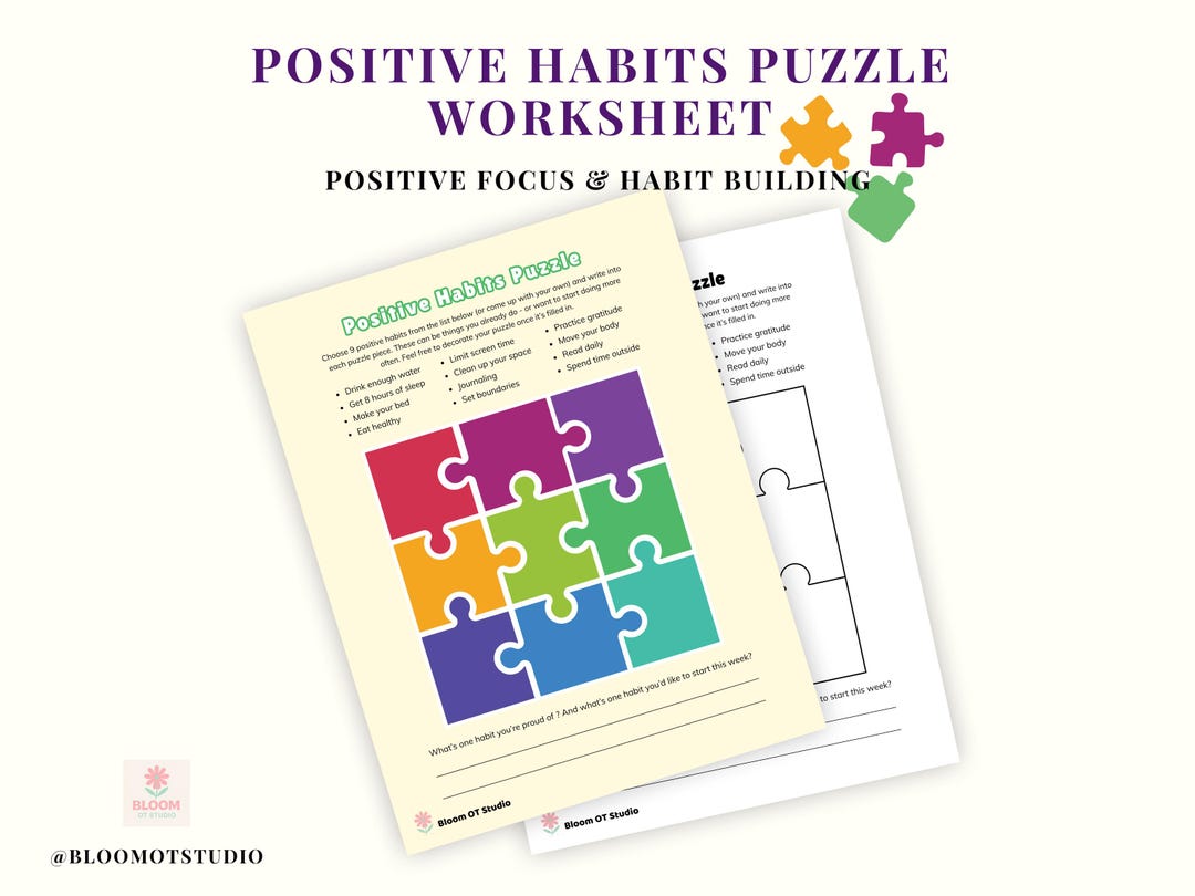 Positive Habits Puzzle Worksheet – Fun Printable for Kids, Teens ...