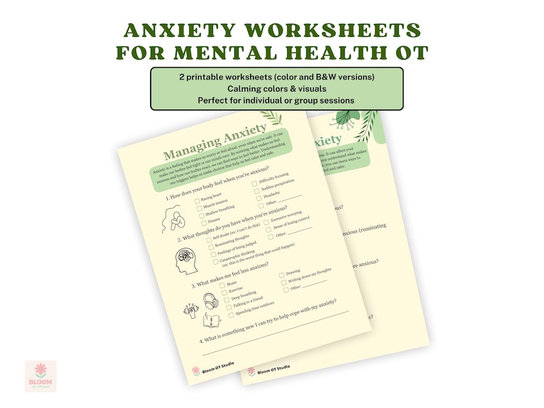 Anxiety Management Worksheet | Mental Health and Counseling Resource ...