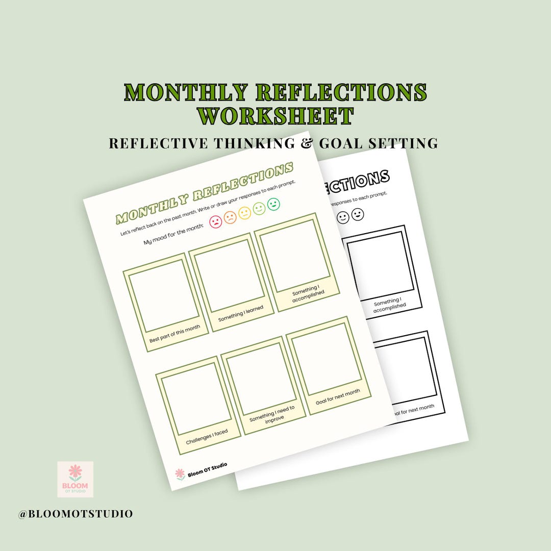 Monthly Reflection Worksheet | Therapy & SEL Activity | Mindfulness ...
