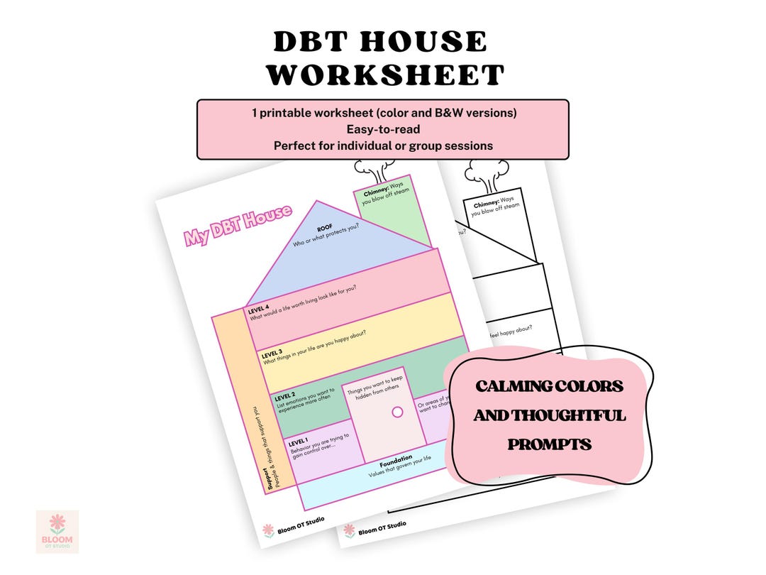 DBT House Worksheet – Mental Health PDF for Teens & Adults ...
