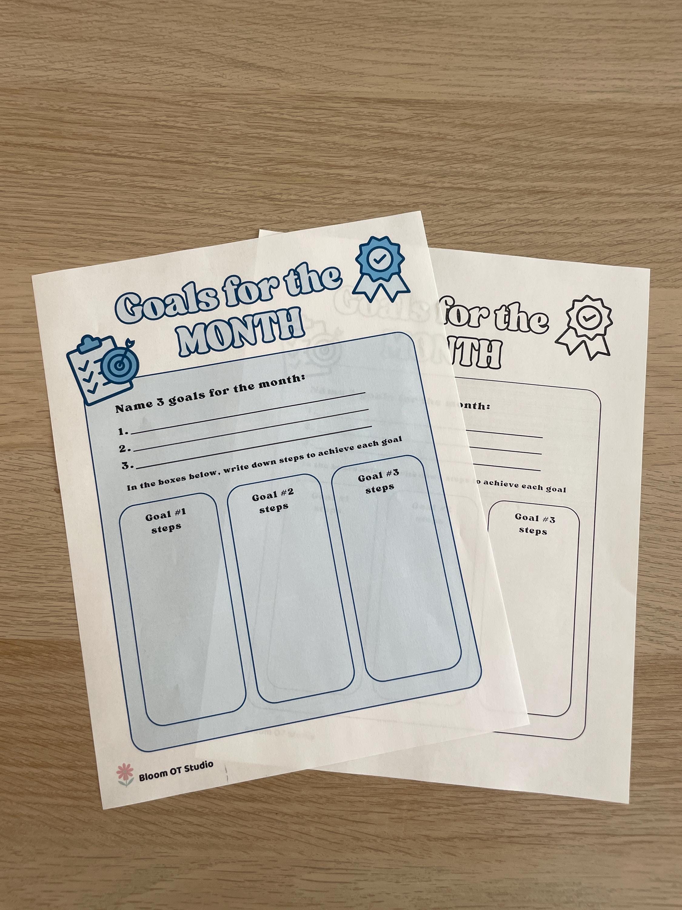 Printable Goal Planning Worksheets | Mental Health & OT Tools | Weekly ...