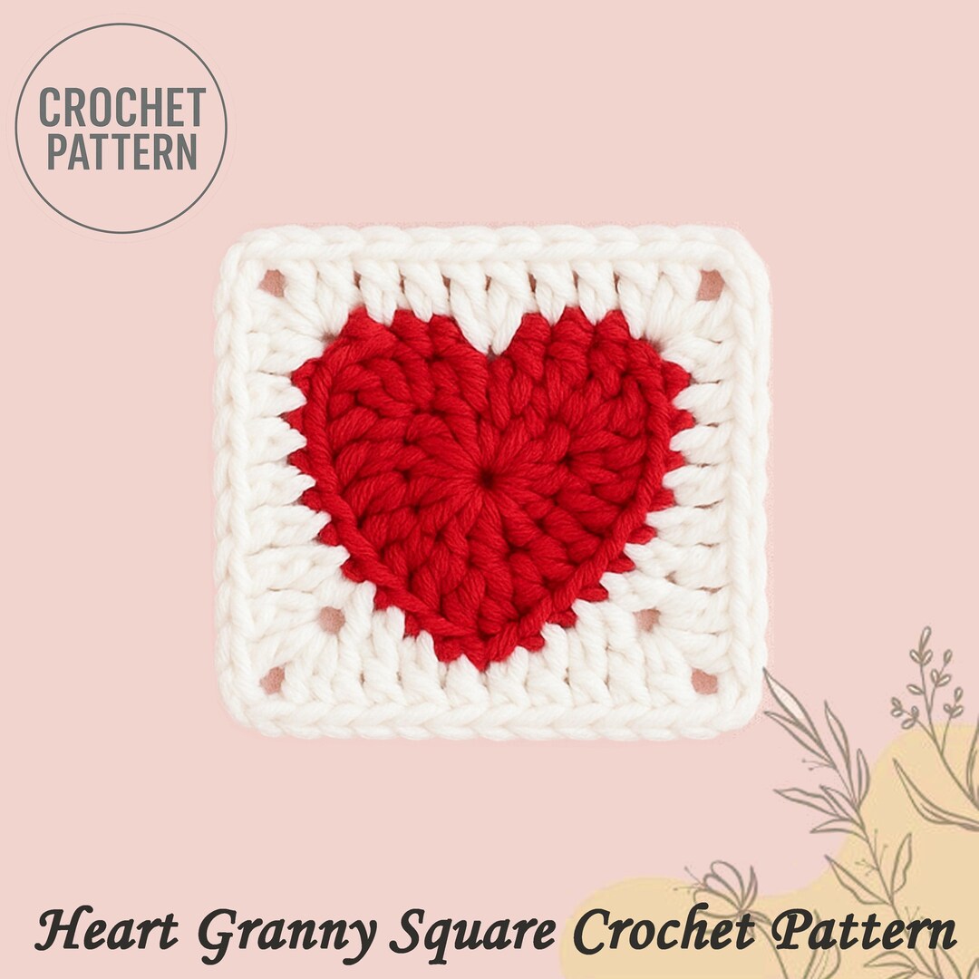 Heart Granny Square Crochet Pattern PDF | DIY Blanket, Bag or Pillow ...