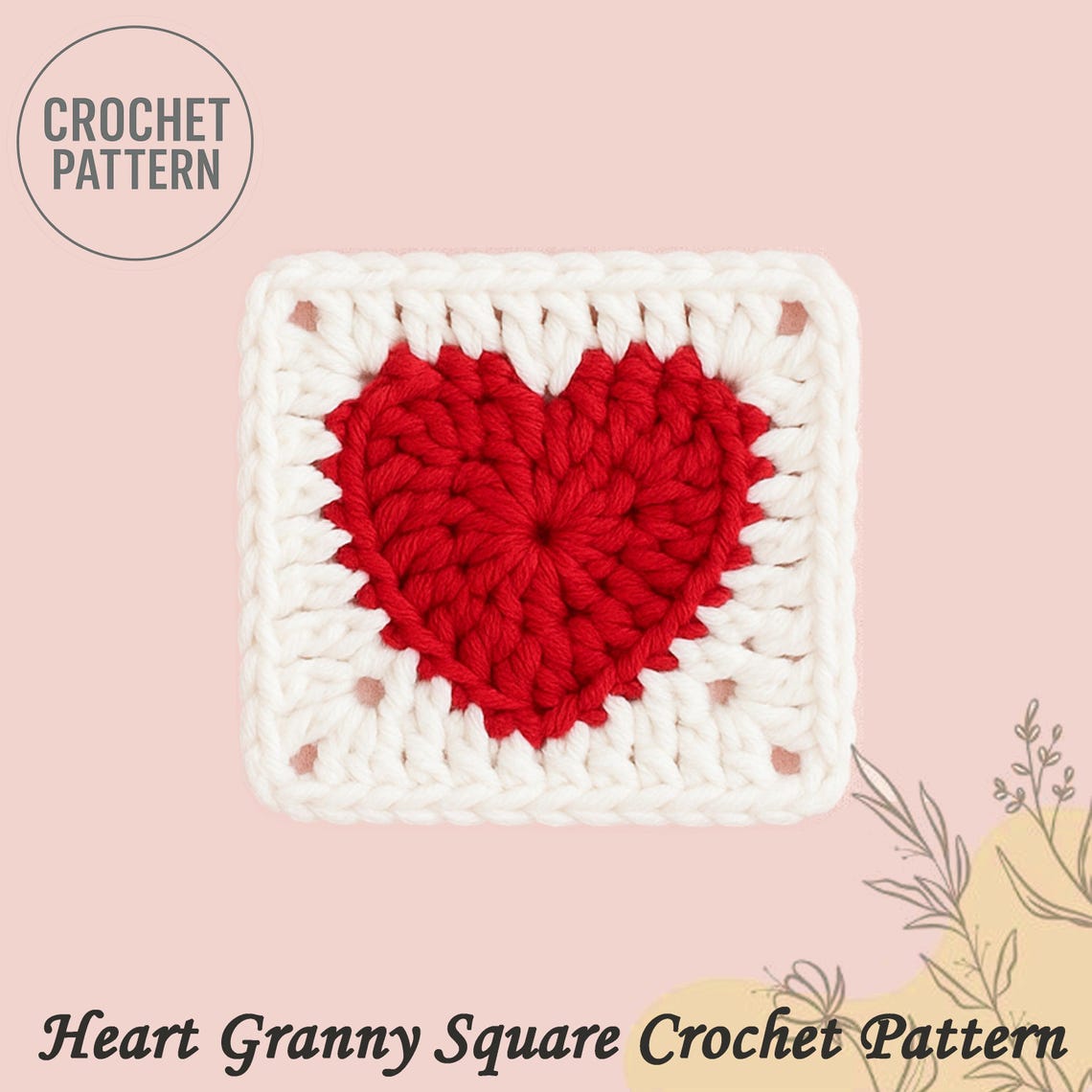Heart Granny Square Crochet Pattern | Floral DIY Blanket, Bag, Coaster ...