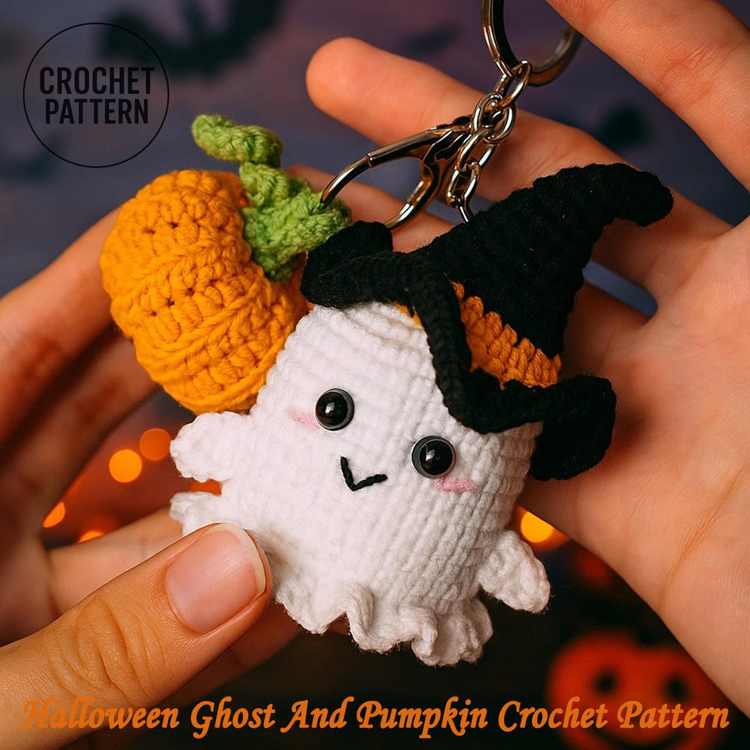 Halloween Crochet Pattern | Ghost Keychain Amigurumi PDF | Witch Hat ...