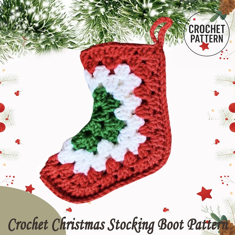 Christmas Stocking Crochet Pattern PDF | DIY Crochet Holiday Stocking ...