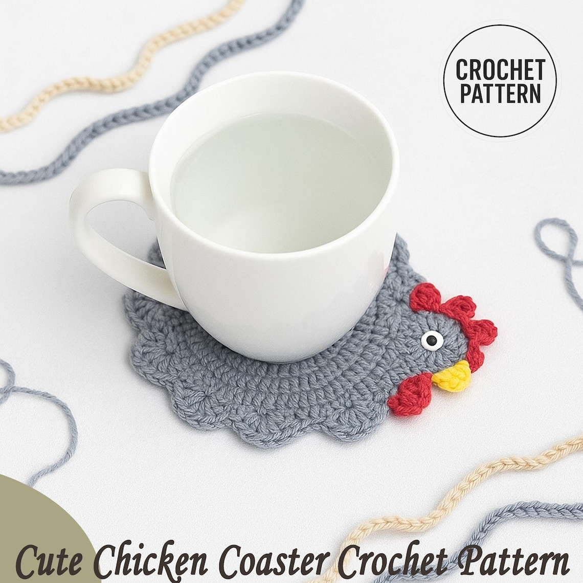 Chicken Coaster Crochet Pattern PDF | Easy Beginner Crochet Chicken ...