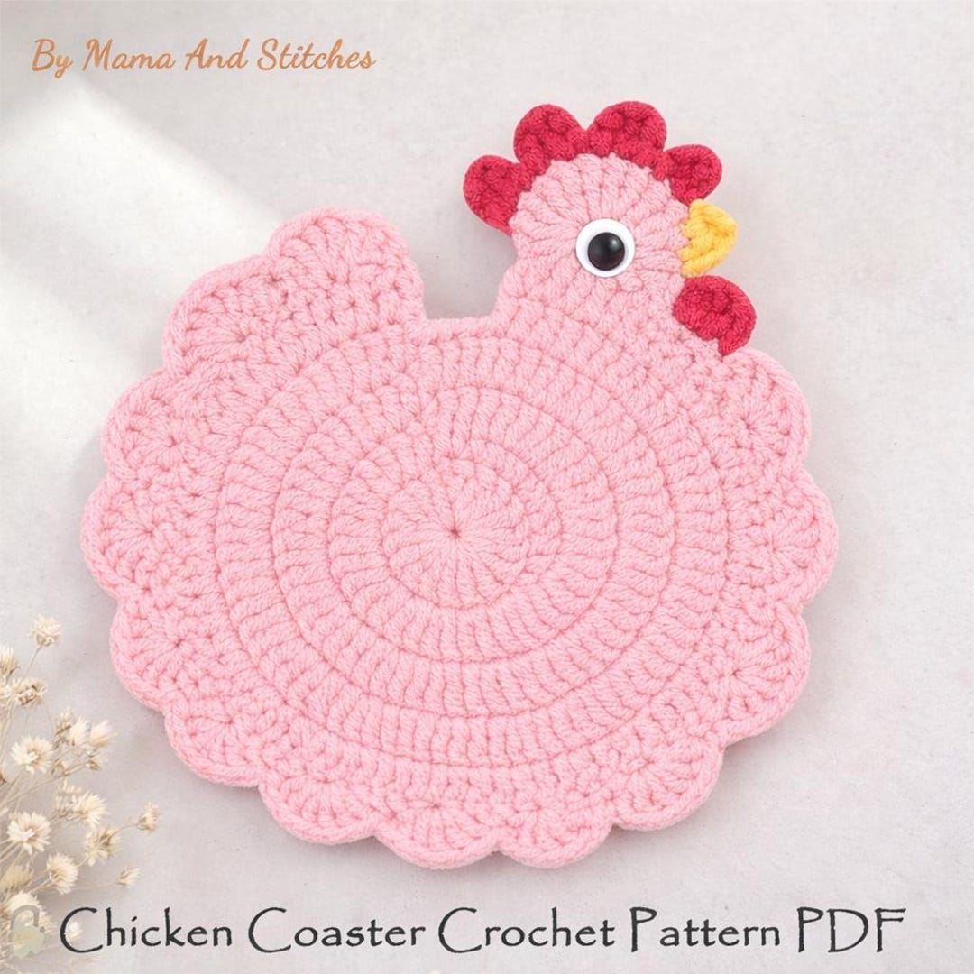 Chicken Coaster Crochet Pattern PDF | DIY Farmhouse Kitchen Decor ...