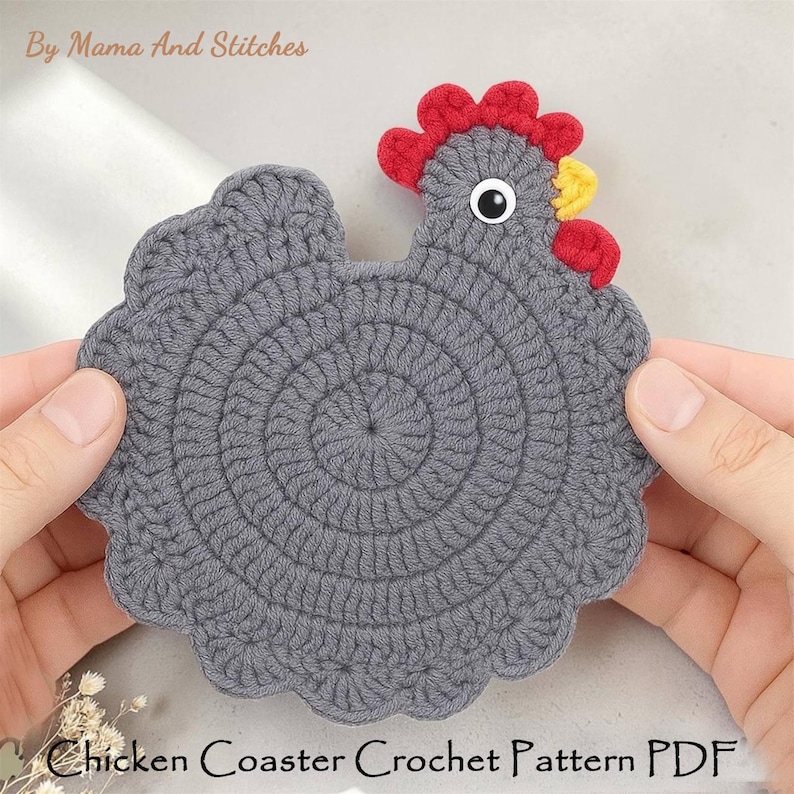 Chicken Coaster Crochet Pattern PDF, Easy Beginner Crochet Pattern ...