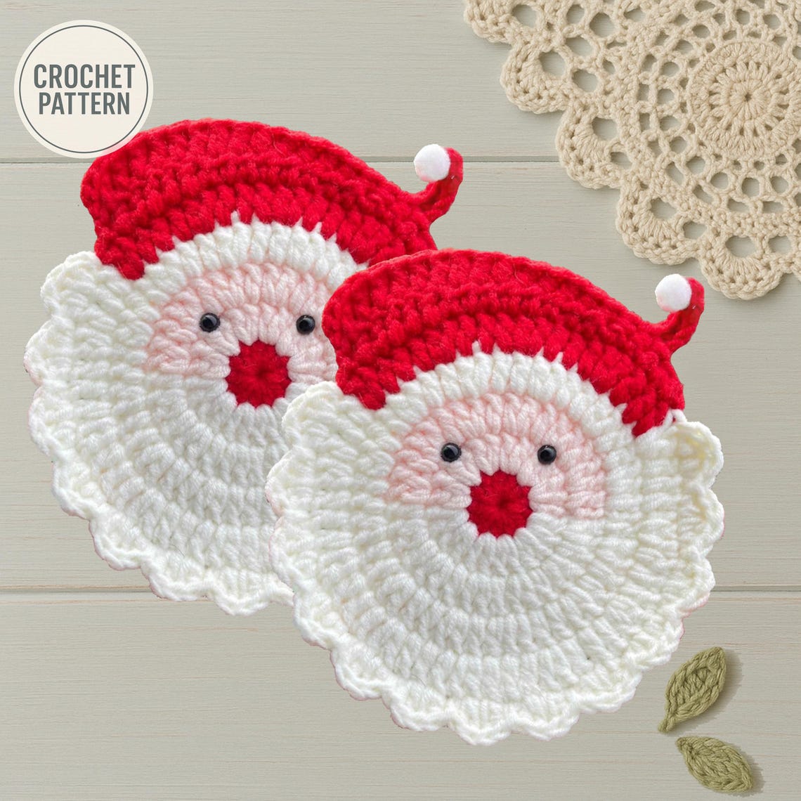 Santa Coaster Crochet Pattern PDF | Christmas Crochet Decor | Easy ...