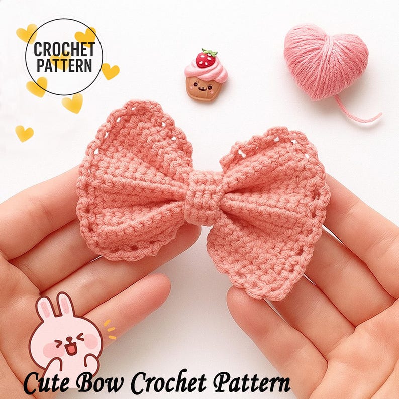 Crochet Bow Pattern PDF | Easy Cute Bow Tutorial | Quick Beginner ...