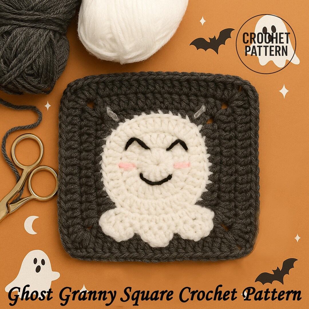 Ghost Granny Square Crochet Pattern | Halloween Blanket Square | Cute ...