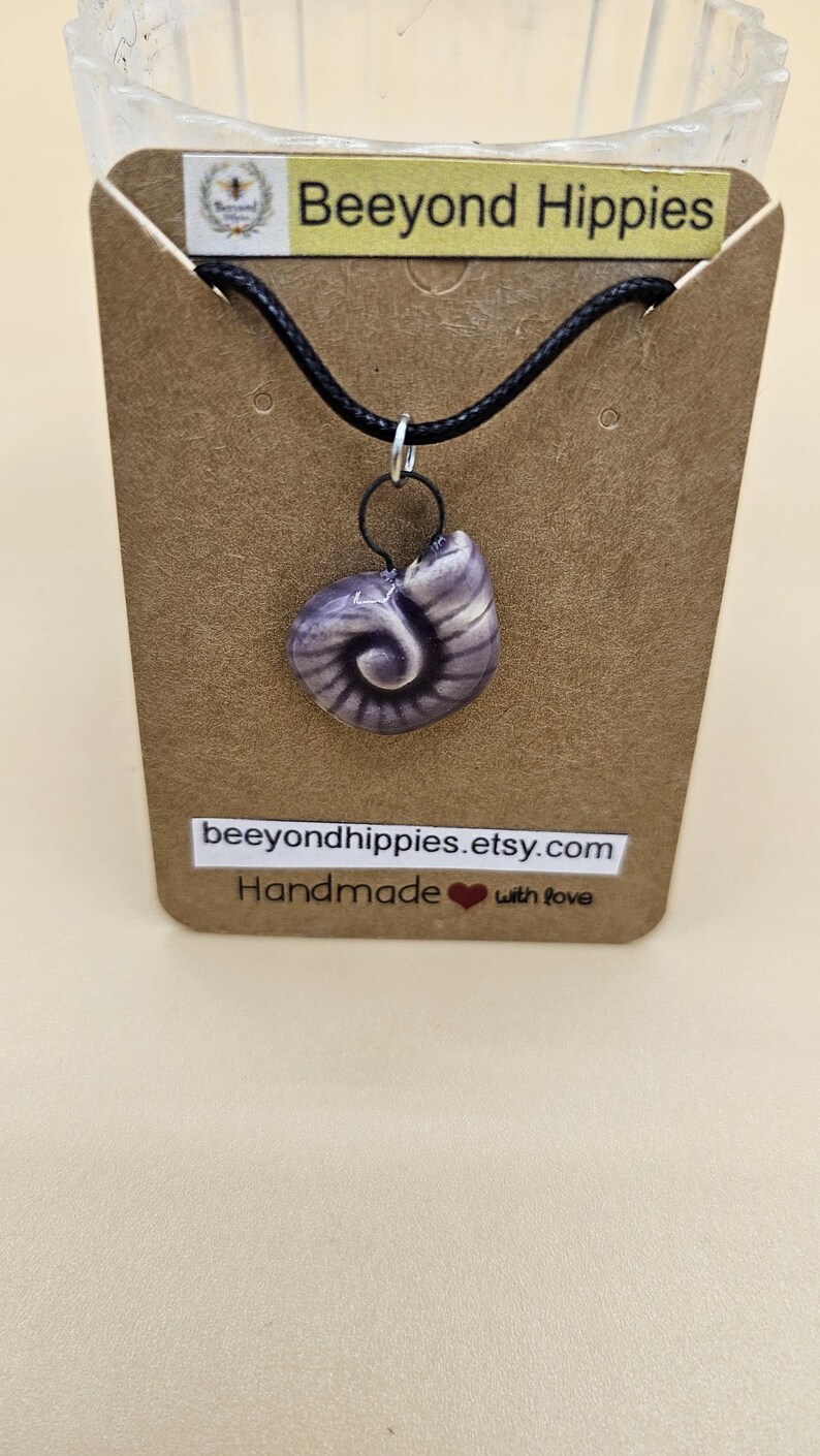 Purple Nautilus Shell Necklace | Handmade Ceramic Pendant | Ocean ...