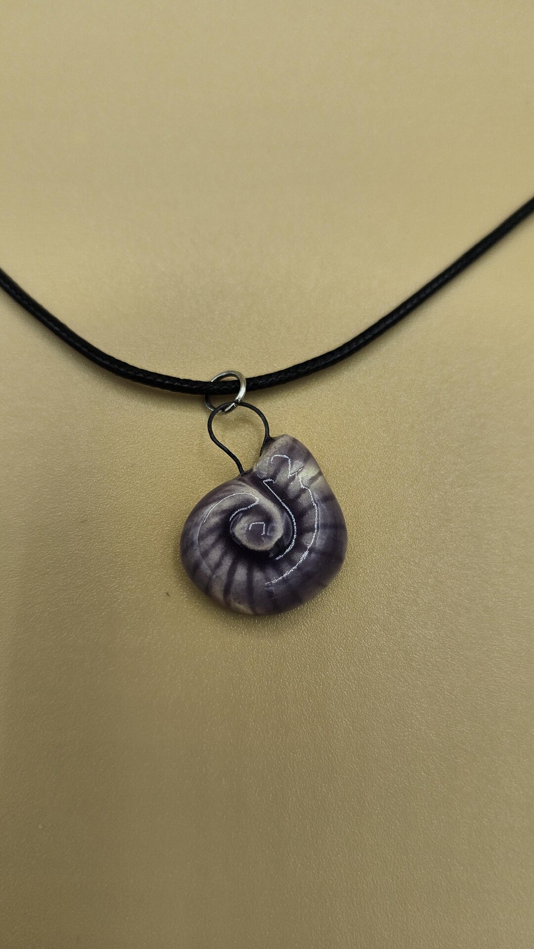 Purple Nautilus Shell Necklace | Handmade Ceramic Pendant | Ocean ...
