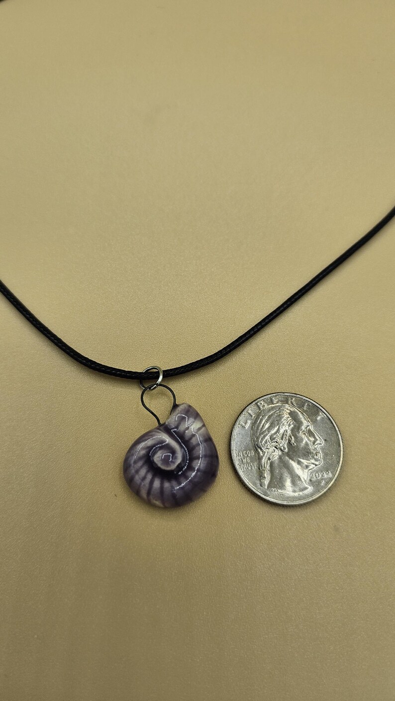 Purple Nautilus Shell Necklace | Handmade Ceramic Pendant | Ocean ...
