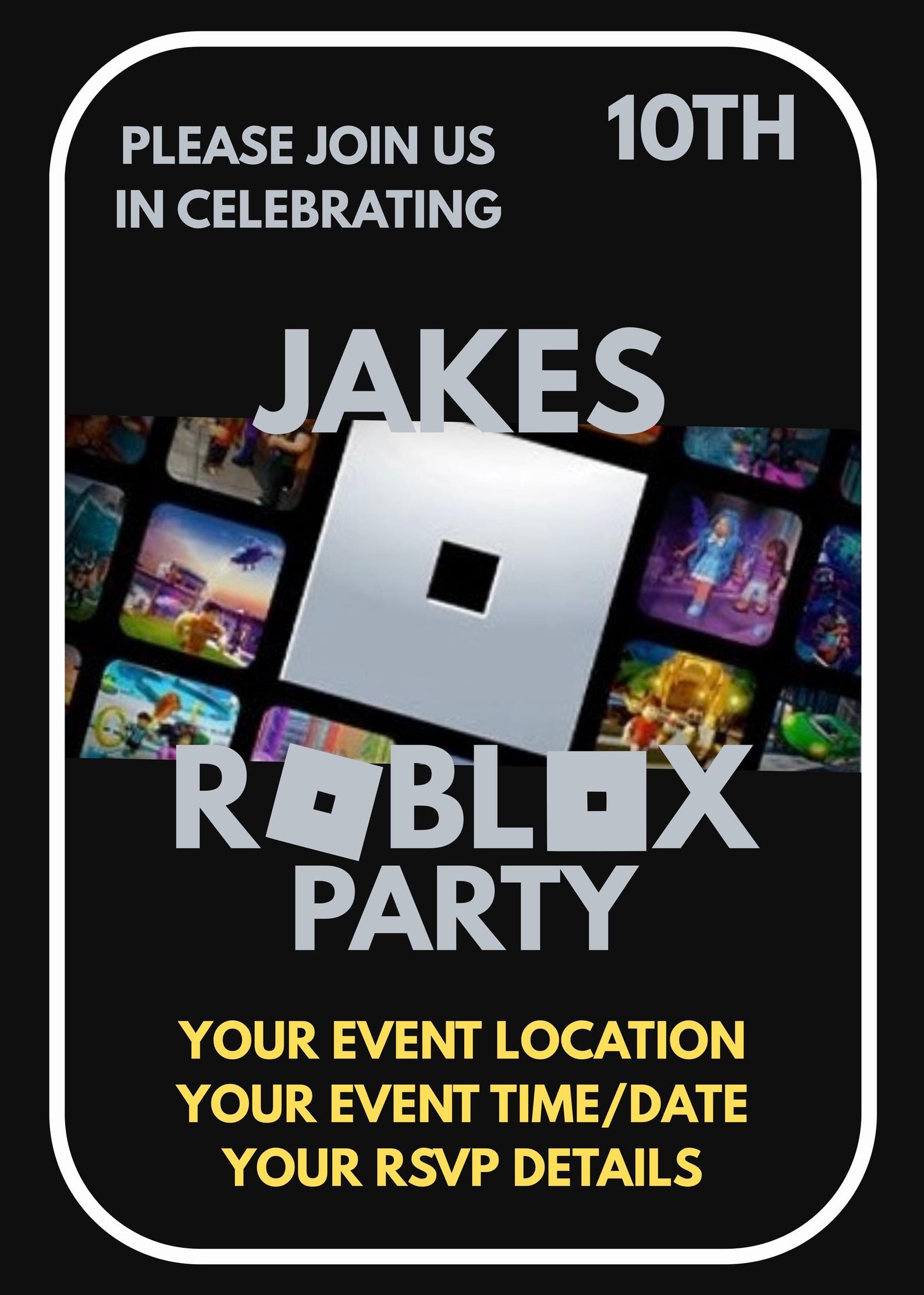 Boys Roblox Birthday Invitation, Robux Birthday Invitation, Roblox ...