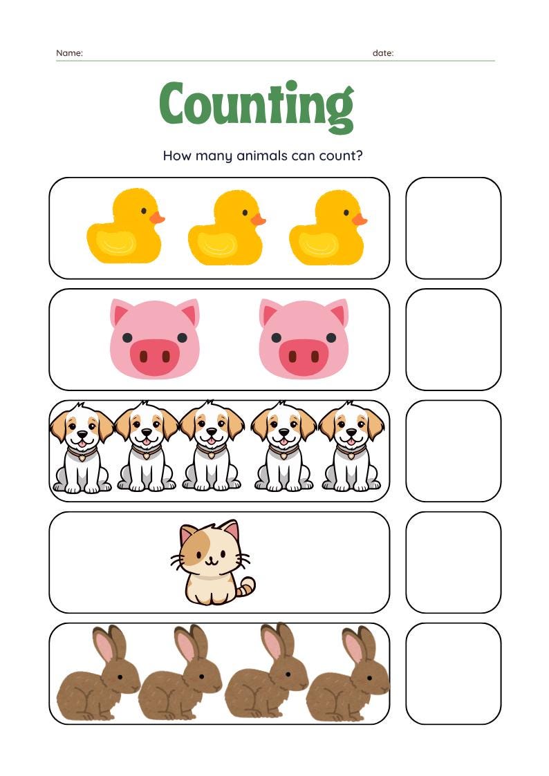 Printable Worksheets for Kids, Educational Printables - Etsy