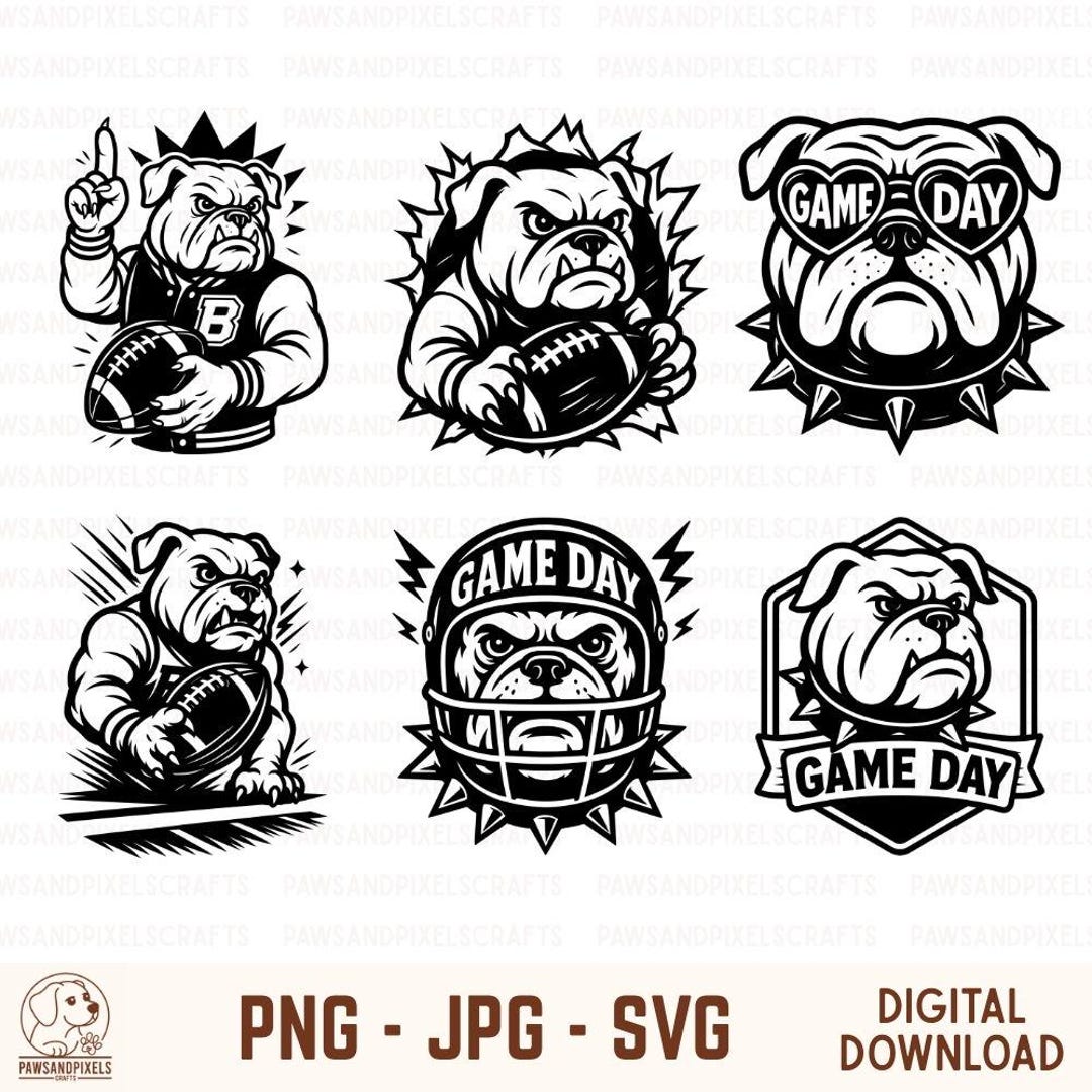 Bulldog Football Game Day Clipart | Mascot SVG PNG JPG | Sports Bulldog ...