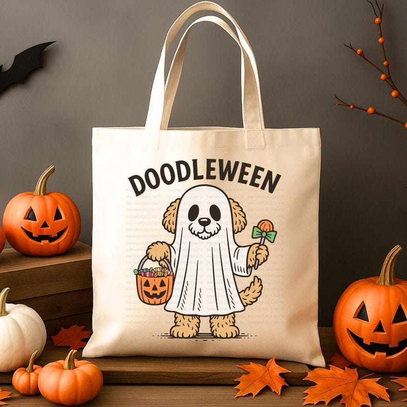 Doodleween Dog Ghost Clipart: Halloween Goldendoodle PNG SVG JPG ...