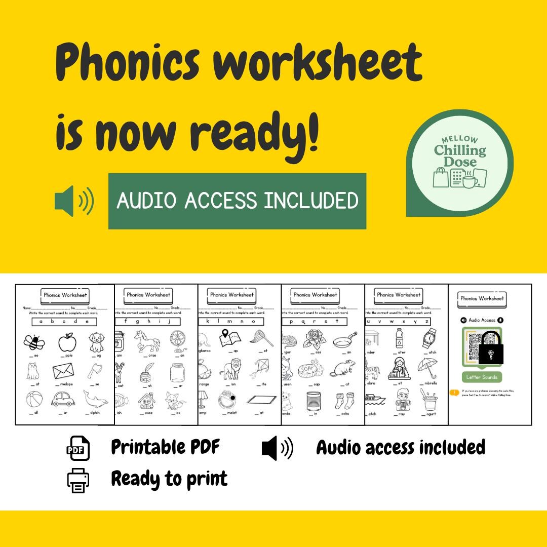 Phonics Bundle With QR Code Audio | Letter Sounds A-Z Worksheets | ESL ...