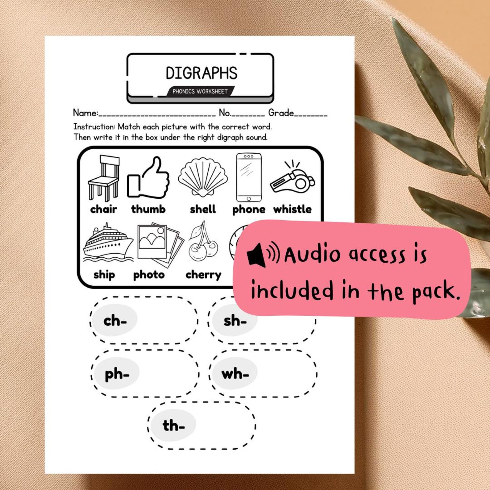Digraphs Phonics Worksheets: ESL Reading Practice With QR Code (PDF ...
