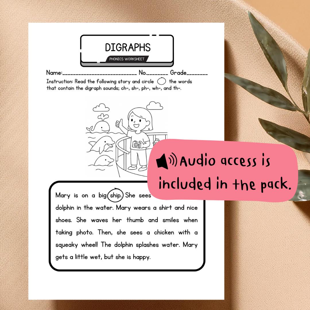 Digraphs Phonics Worksheets: ESL Reading Practice With QR Code (PDF ...