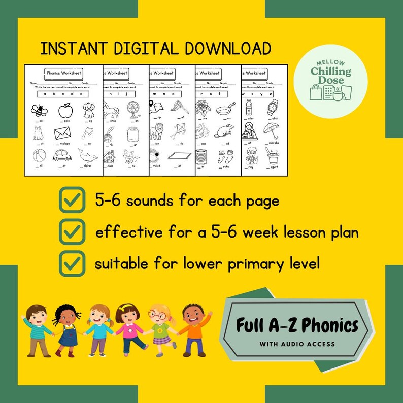 Phonics Bundle With QR Code Audio | Letter Sounds A-Z Worksheets | ESL ...