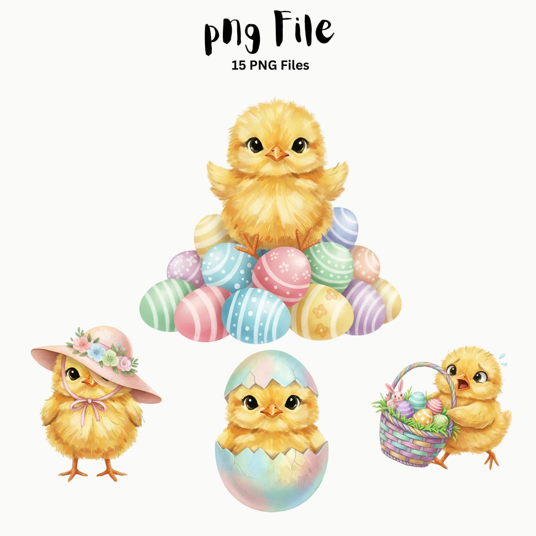 Easter Chick Clipart Bundle | Baby Chicken PNG | Spring Holiday ...
