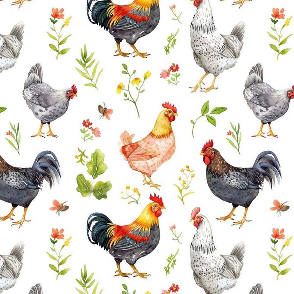 Rooster Fabric - Etsy