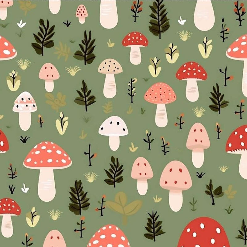 Mushroom Print Linen Fabric - Etsy