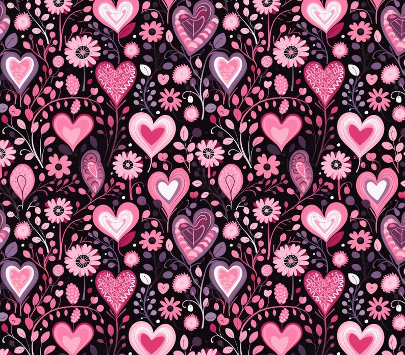 Sweet Heart Floral Print Cotton Fabric - Pure Cotton Valentines Heart ...