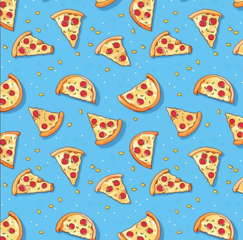 Delicious Pizza Printed Cotton Fabric- Fabric Handmade DIY Sold by 1/2 ...