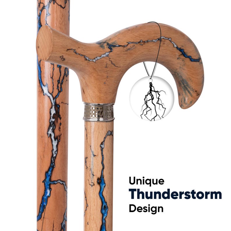 36" Wooden Walking Cane for Men & Women – Thunderstorm and Resin ...