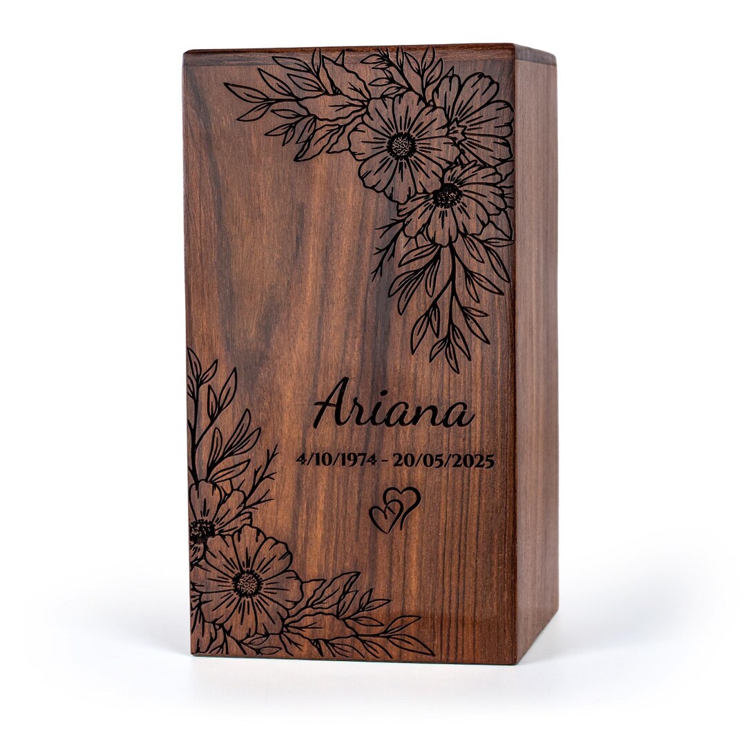 Personalized Wooden Cremation Urn Box – Handmade Decorative, Burial ...