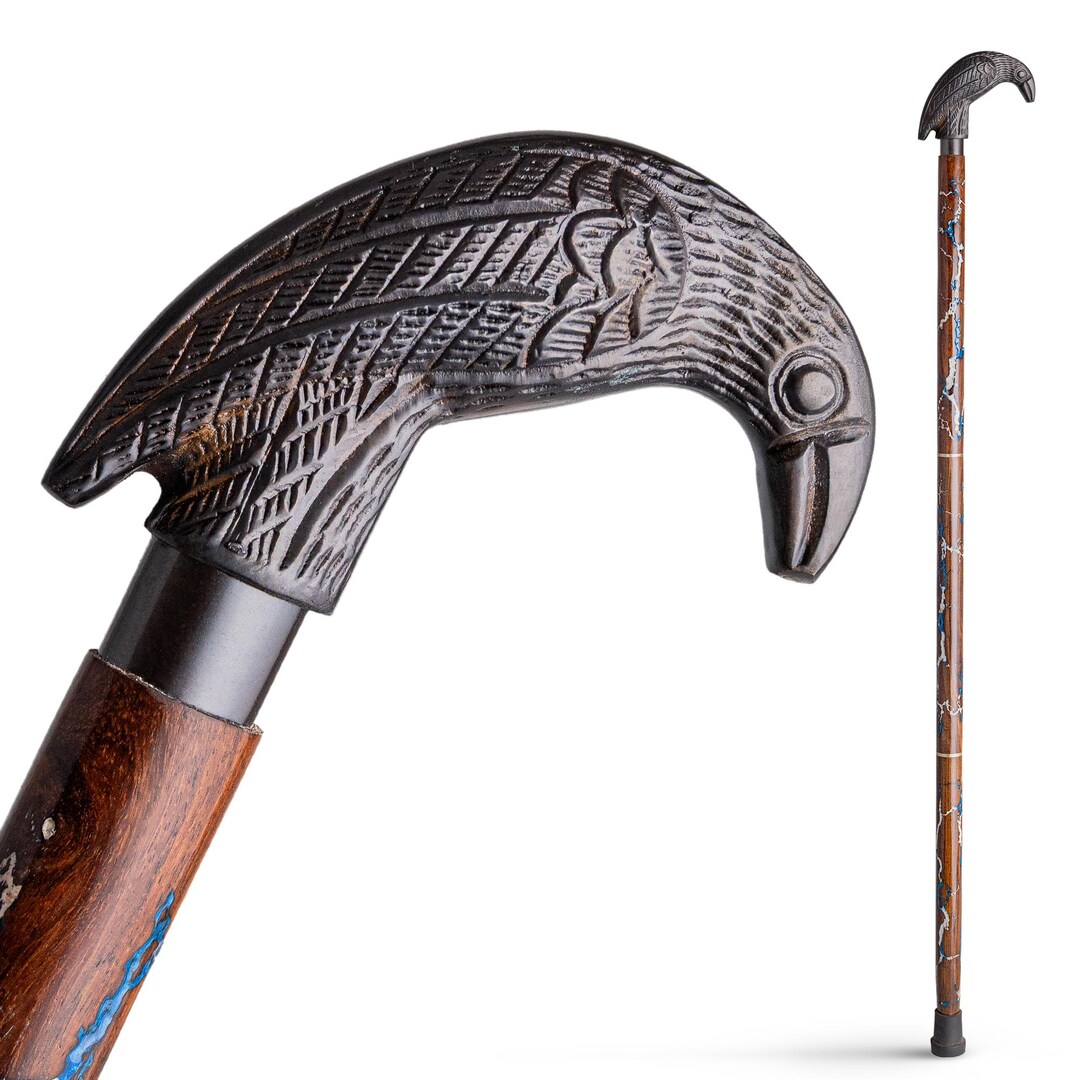 36" Raven Handle Wooden Walking Cane for Men & Women – Thunderstorm and ...