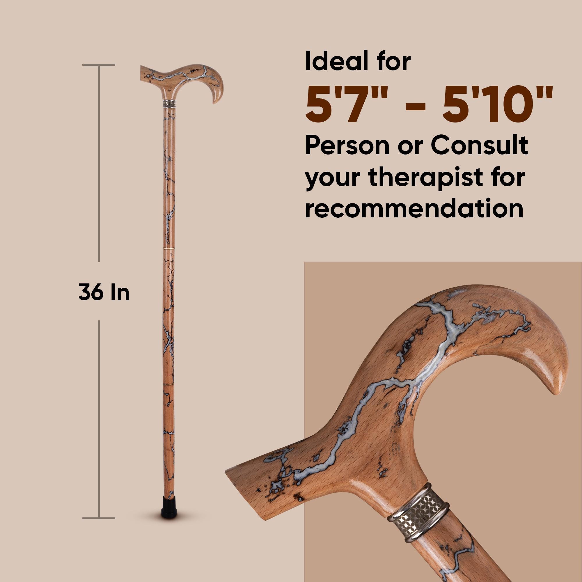 36" Wooden Walking Cane for Men & Women – Thunderstorm and Resin ...