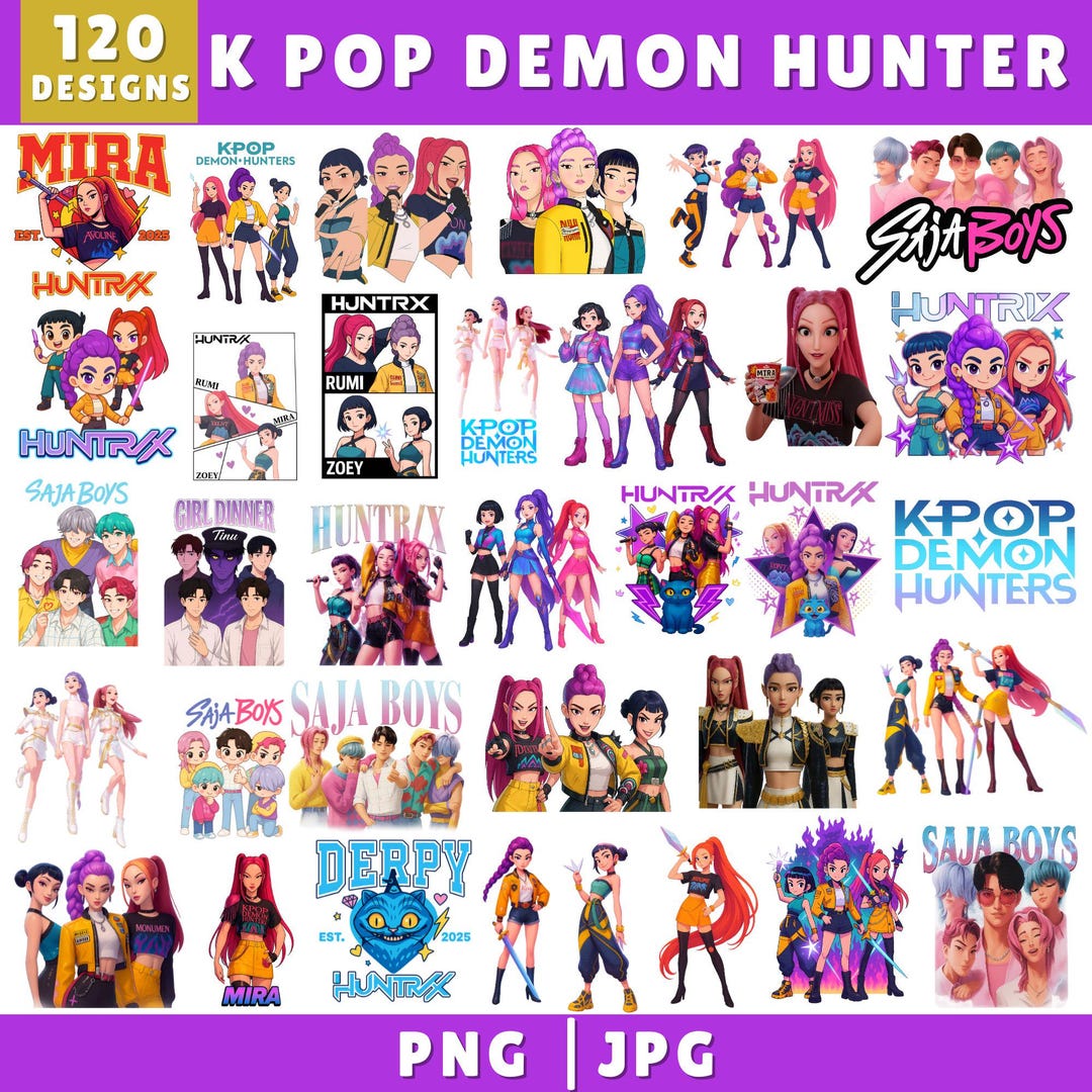 Huntrix Kpop Demon Hunters PNG, Kpop Idol Group Shirt Design, Girl ...