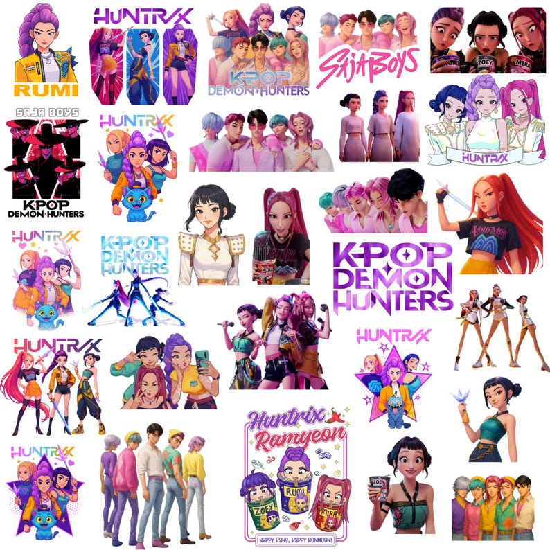 Huntrix Kpop Demon Hunters PNG, Kpop Idol Group Shirt Design, Girl ...