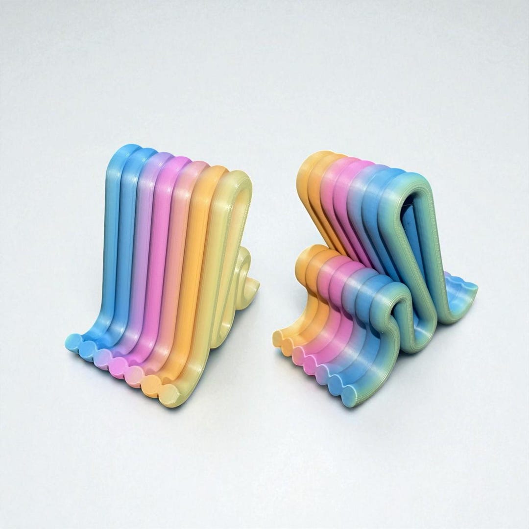 3D Printed Wavy Phone Stand – Minimalist Desk and Bedside Holder for ...